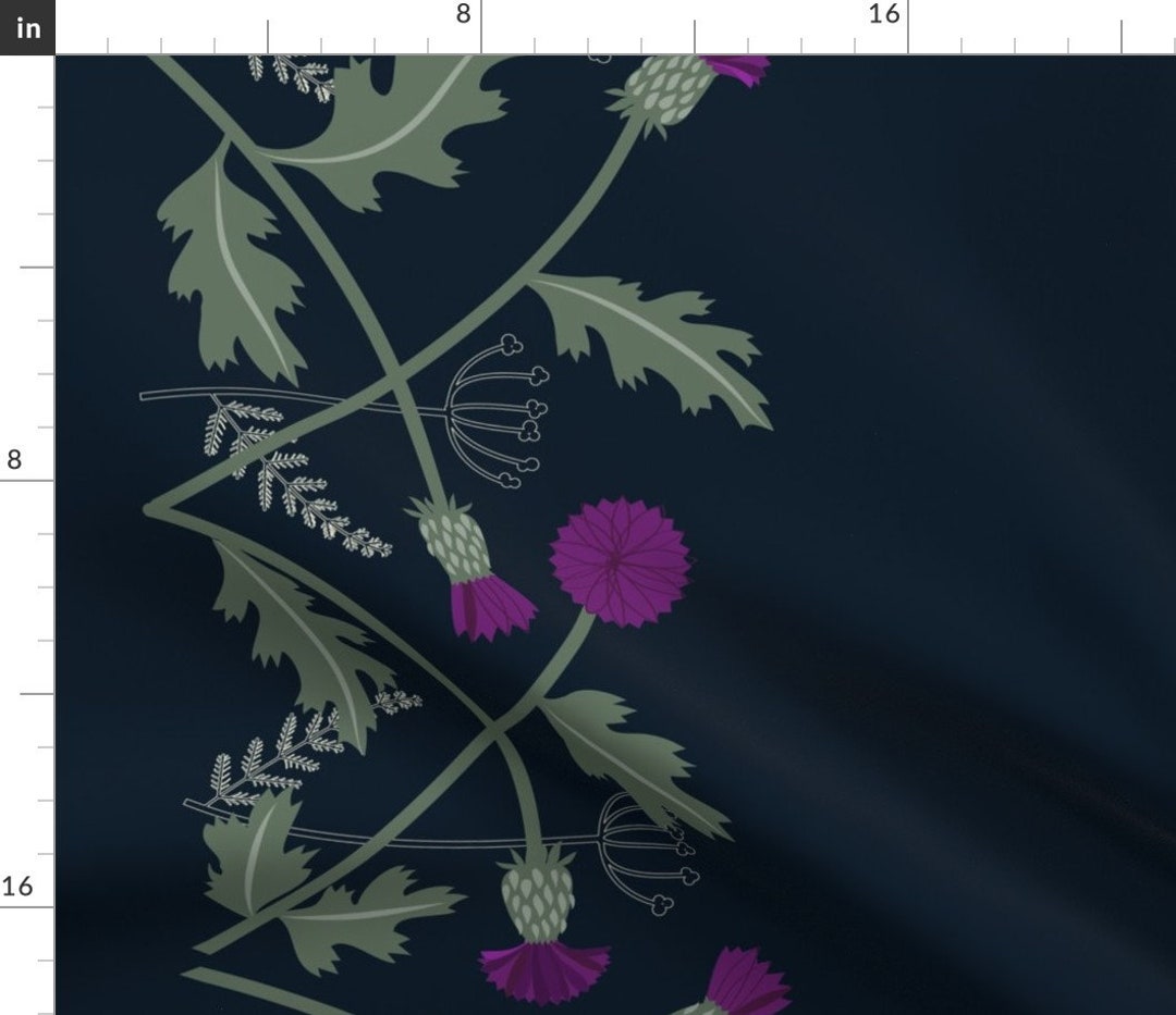 Thistle Border Fabric Thistle Bliss by Lellobird Woodland - Etsy