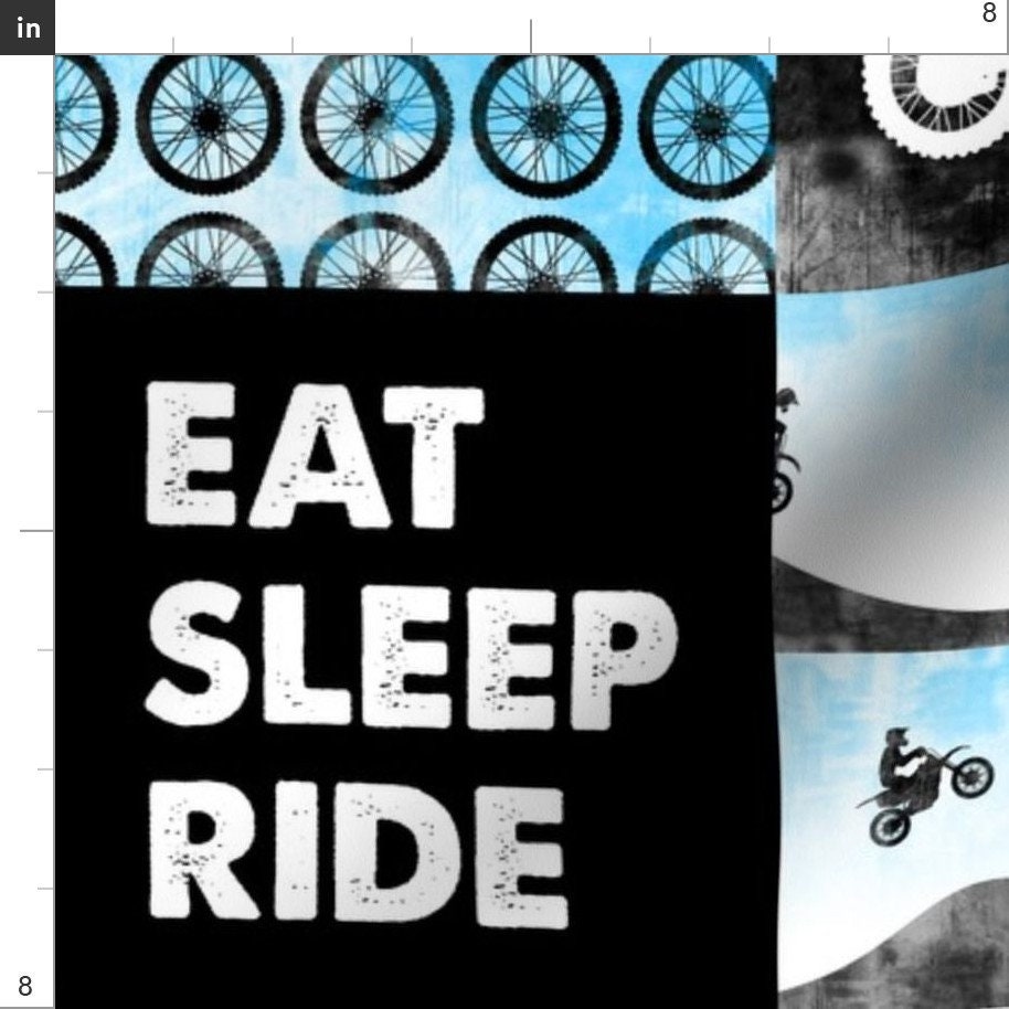 Motorcycle Fabric Motocross Patchwork Eat Sleep Ride Blue by | Etsy