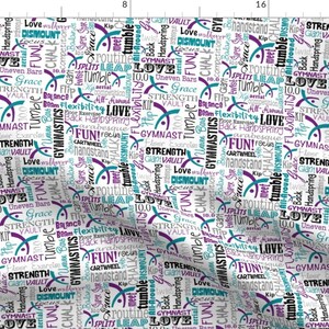 Blue and Purple Gymnastics Fabric Gymnastics Words Purple - Etsy