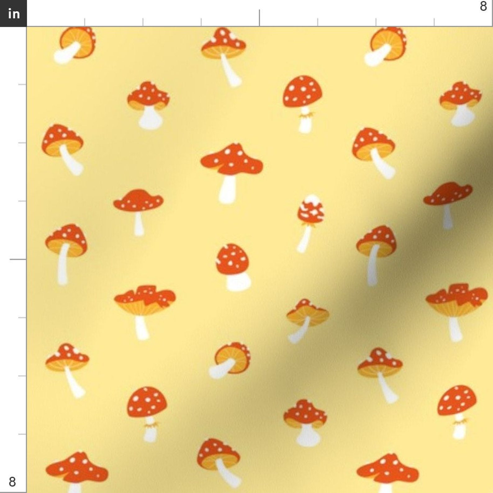 Woodland Toadstools on Yellow Fabric Mushroom Toadstool - Etsy