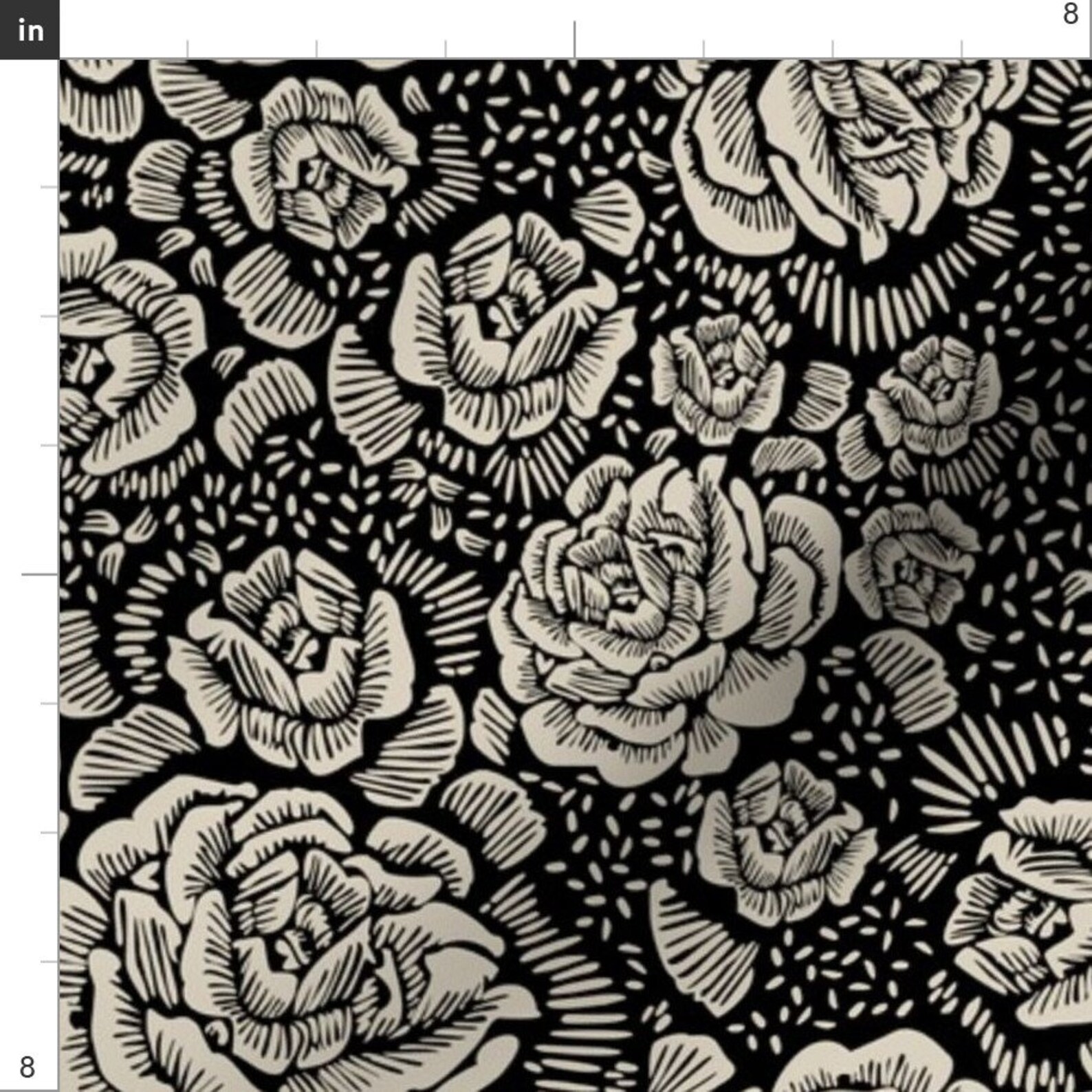 Black Roses Fabric Rose Remix Black/raffia by - Etsy