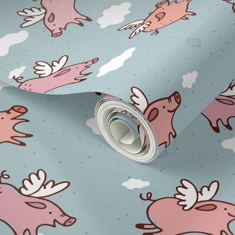 Flying Pigs Wallpaper When Pigs Fly New by Cynthiafrenette - Etsy