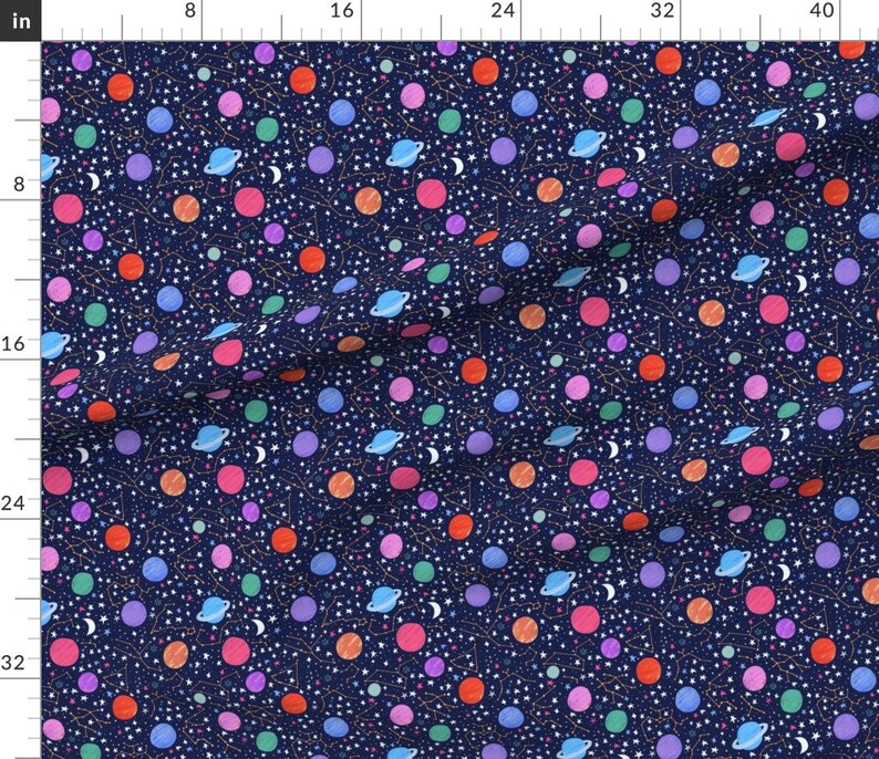 Outerspace Fabric Astronauts in Space With Rocket Ship by | Etsy