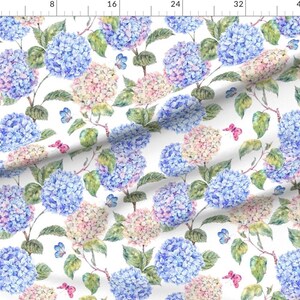 Blue Hydrangea Fabric Hydrangea by Depiano Spring Summer Watercolor ...