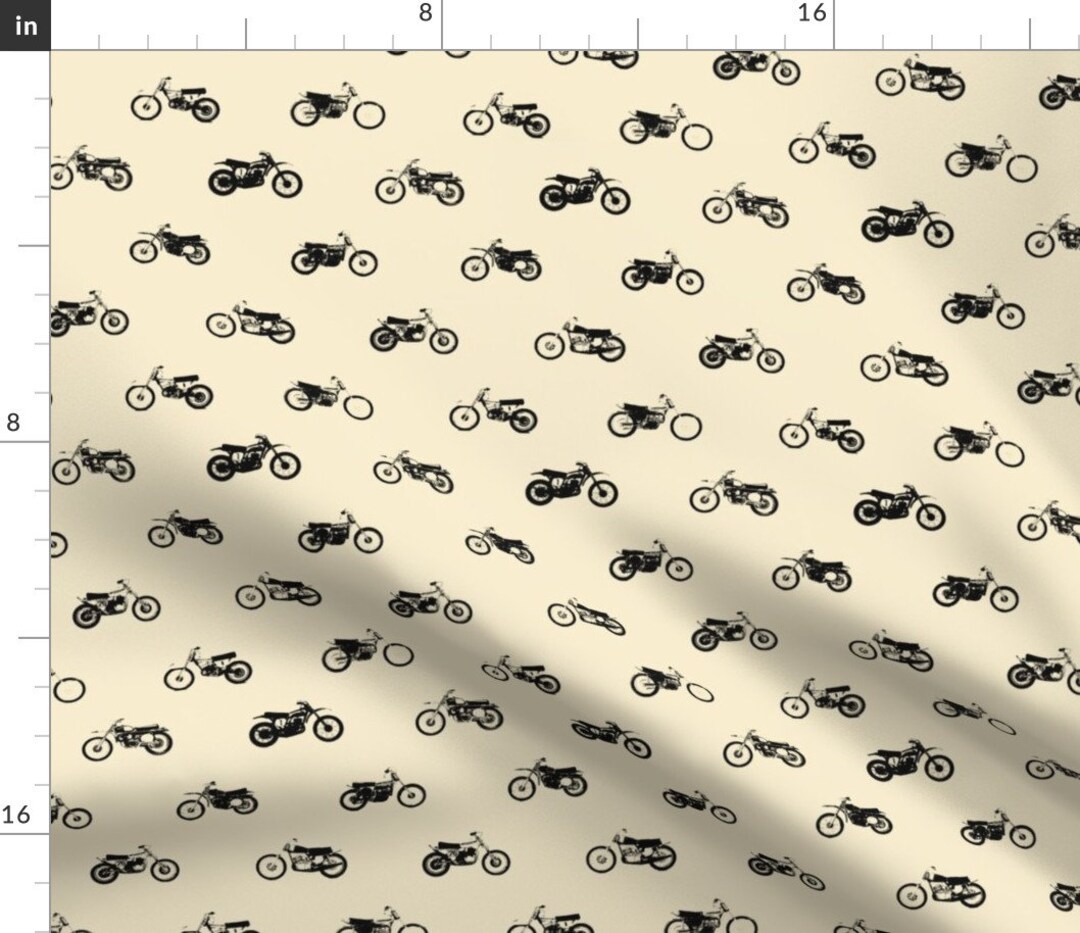 Retro Motorcycles on Cream Fabric Classic Motorcross Cream by ...