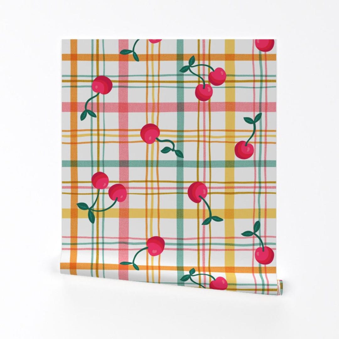 Cherry Picnic Checks Removable Peel and Stick Wallpaper - Spring ...