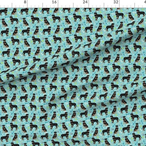 Rottweiler Fabric Rottweiler Dog Fabric Dogs and Toys Blue by ...