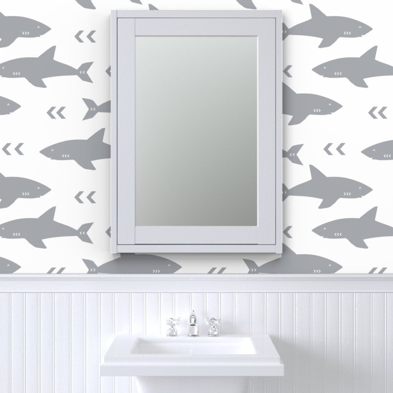 Gray Sharks Wallpaper Sharks Boys Nursery Shark by | Etsy