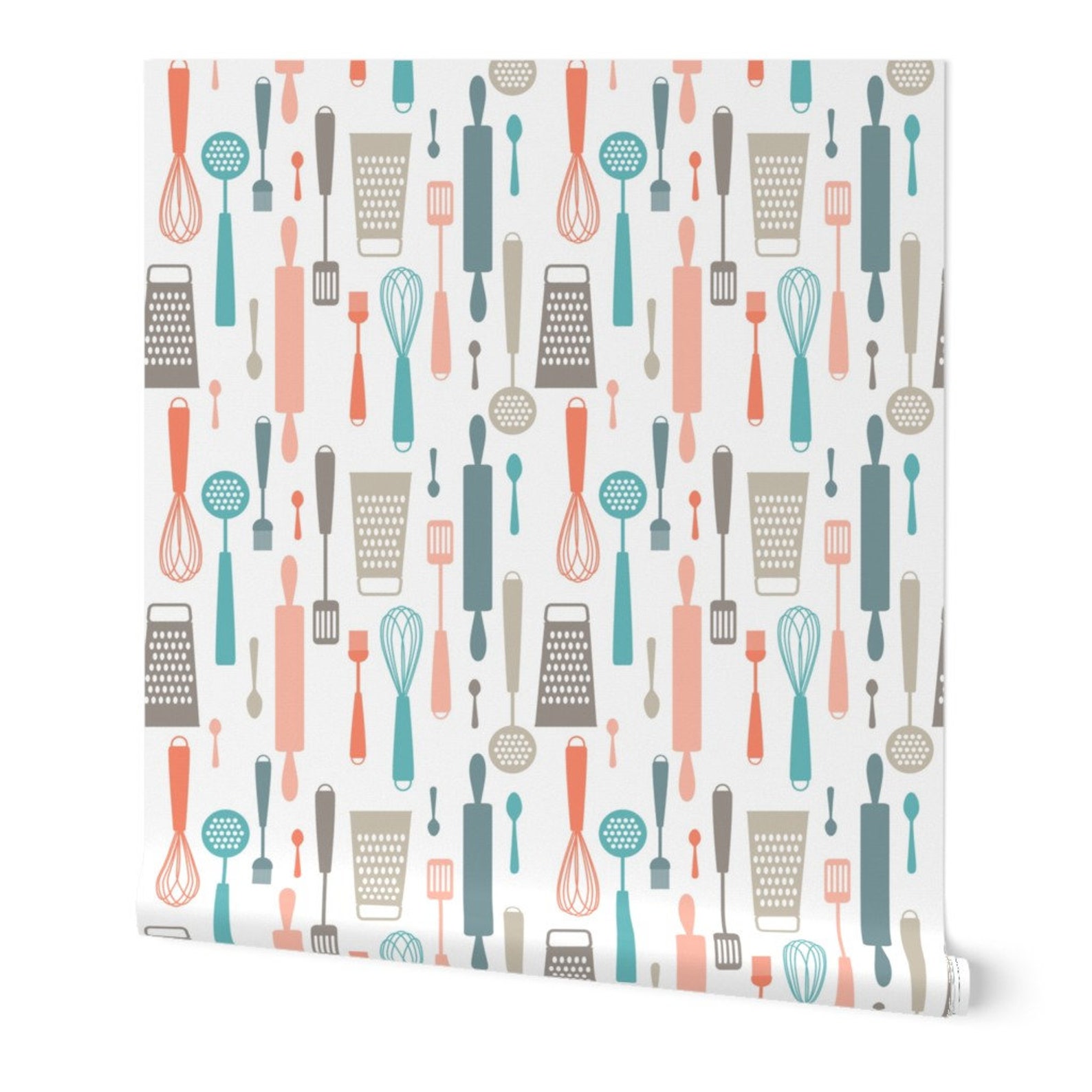 Kitchen Wallpapaer Kitchen Utensils by Heleenvanbuul - Etsy