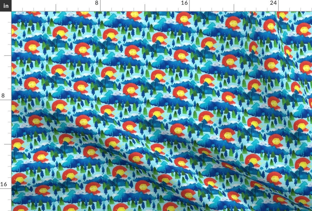 Colorado Watercolor Blue State Fabric Colorado Sun And Splash By ...