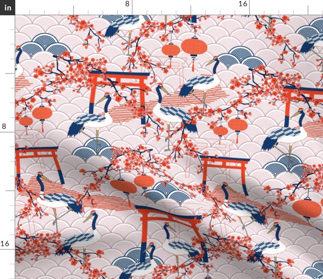 Japanese Scalloped Orange Fabric I Think I'M Turning Japanese by ...