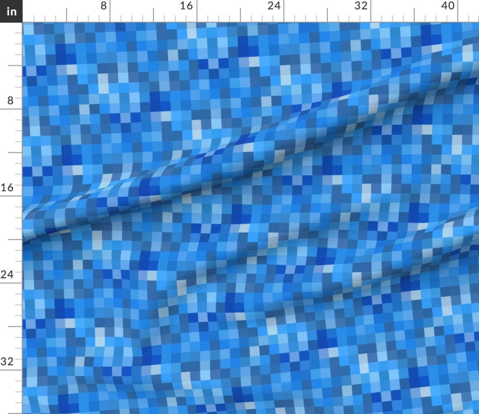 Blue Pixels Fabric Pixel Party / Blue by Willowlanetextiles - Etsy