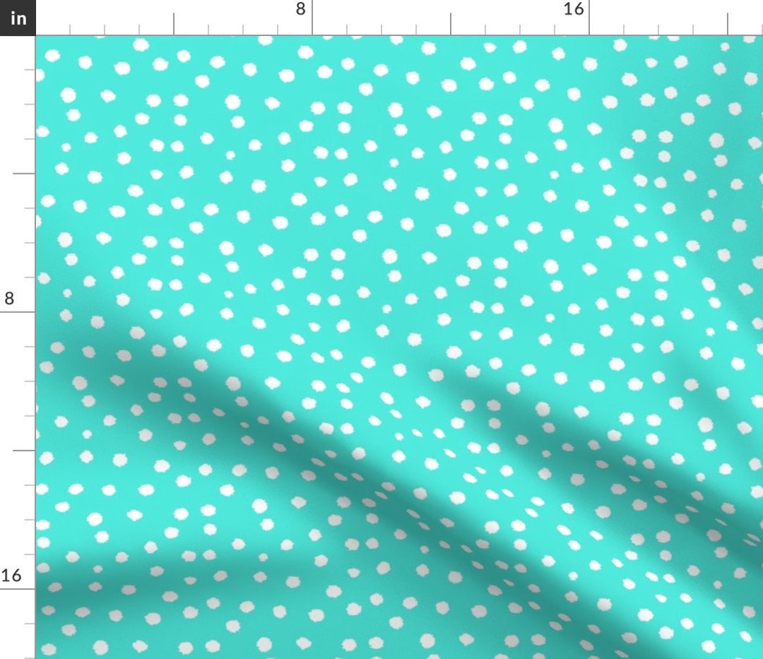 Turquoise Polka Dots Fabric Painted Polka Dot // Turquoise By ...