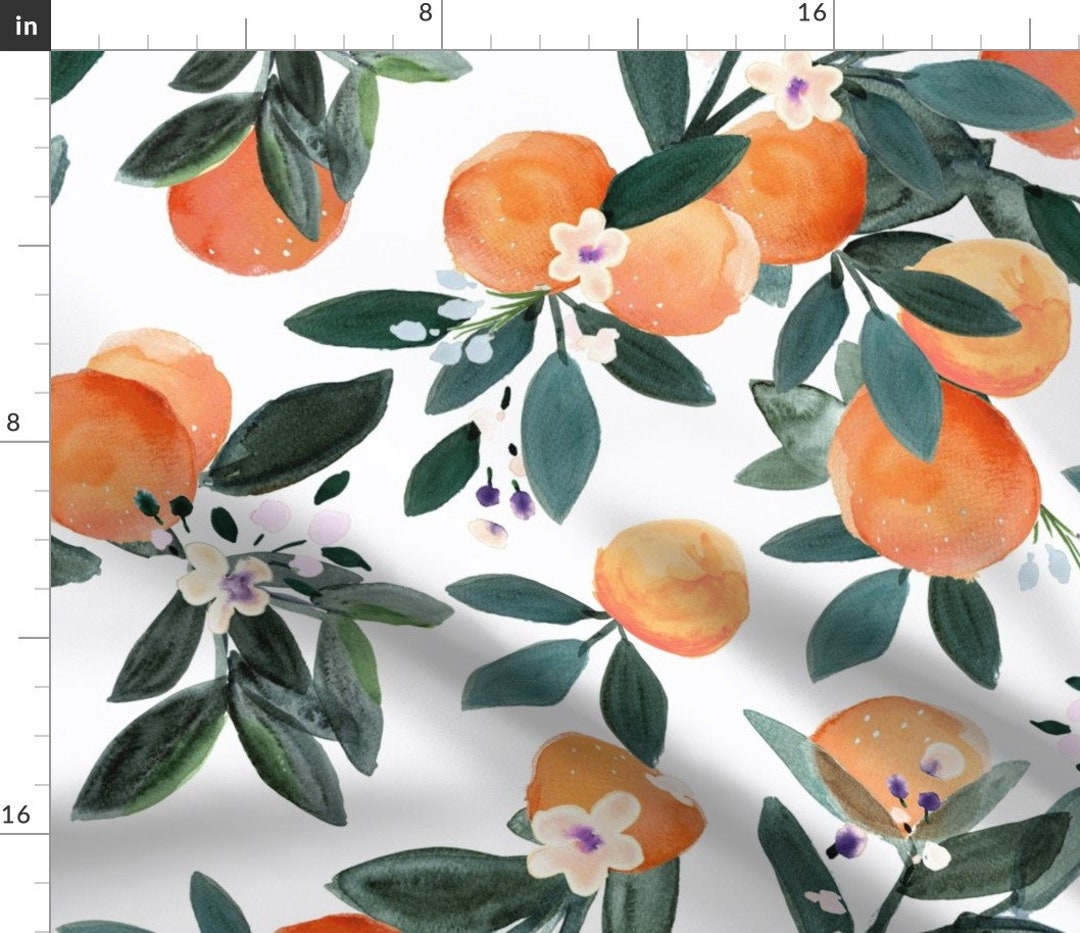 Large Scale Citrus Fabric Dear Clementine White Oranges Xl - Etsy