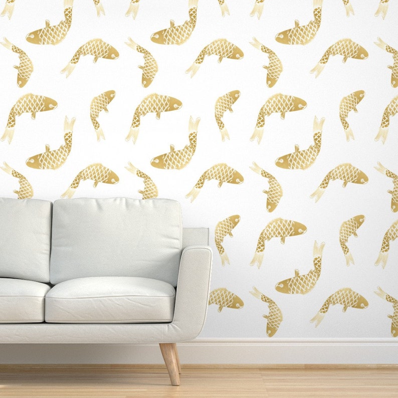 Goldfish Wallpaper Gold Metallic Fish Goldfish by Jenlats - Etsy