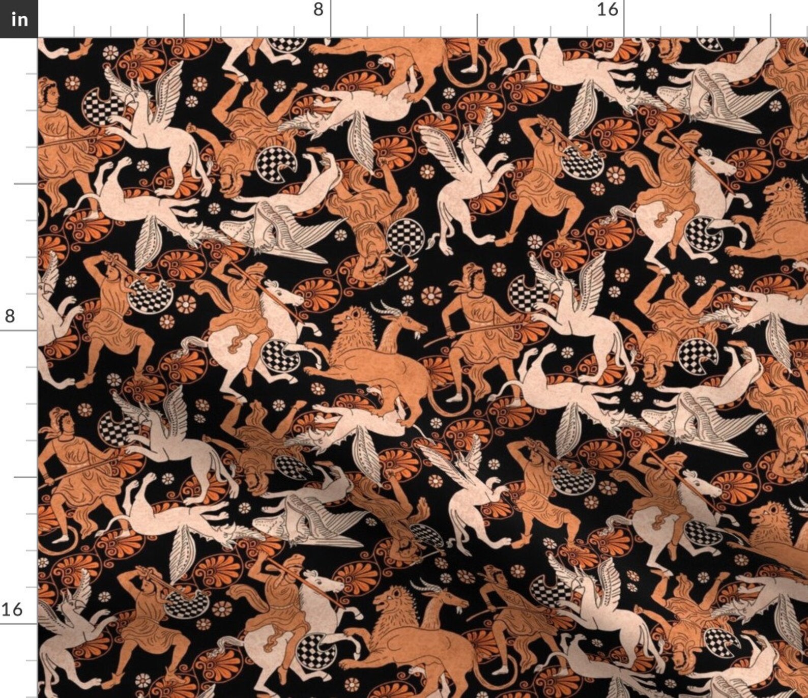 Greek Fabric Greek Warriors Vs Griffins by Vinpauld Greek | Etsy