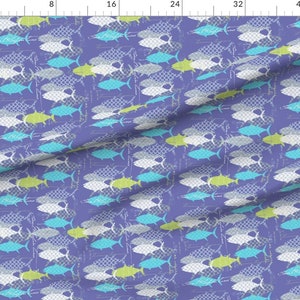 Royal Tuna Fabric Royal Tuna Cobalt Aqua by Lulabelle | Etsy