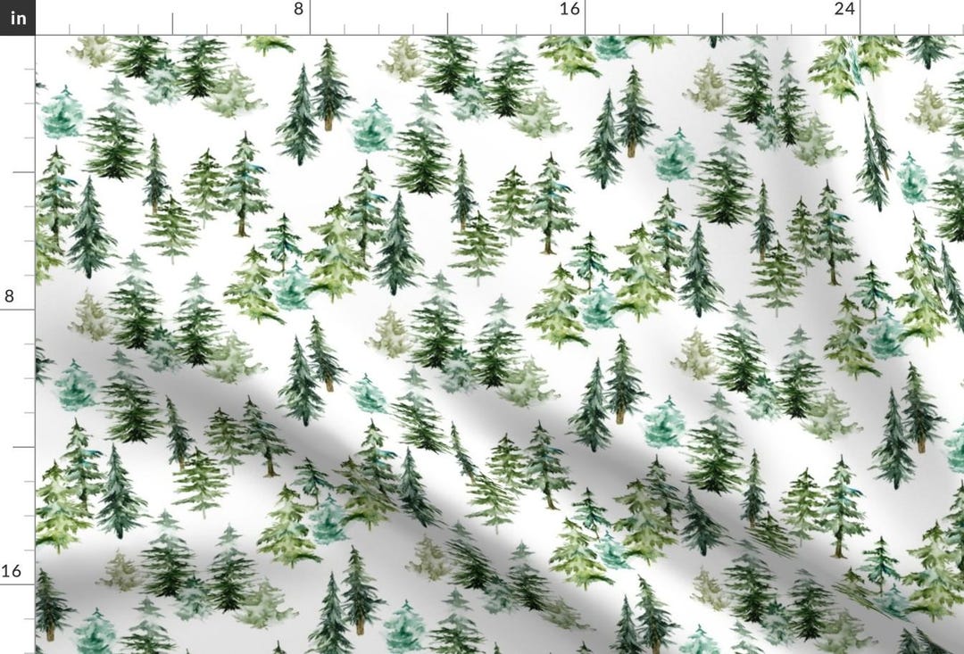 Watercolor Trees Fabric - Forest Trees by Hipkiddesigns - Woodland ...