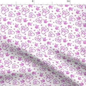 American Sign Language Fabric Asl I Love You Signs in Orchid by ...