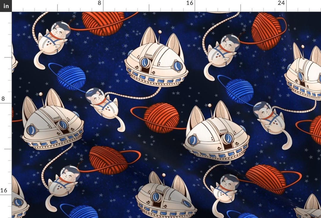 Cat Fabric - Astro Galaxy Cat Big Scale by Graf Katz - Cats Funny ...