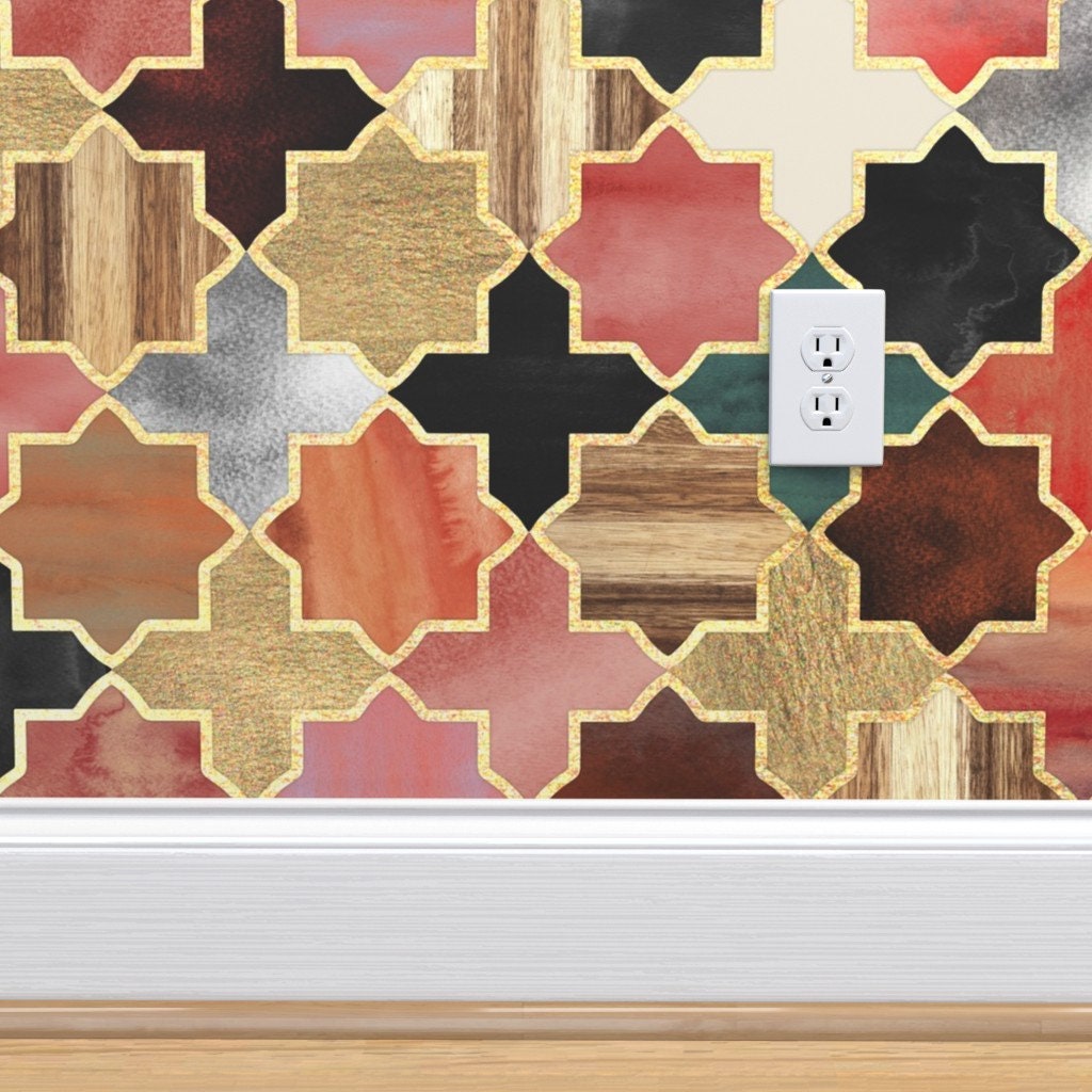 Moroccan Wallpaper Twilight Moroccan Textured Tile Pattern - Etsy
