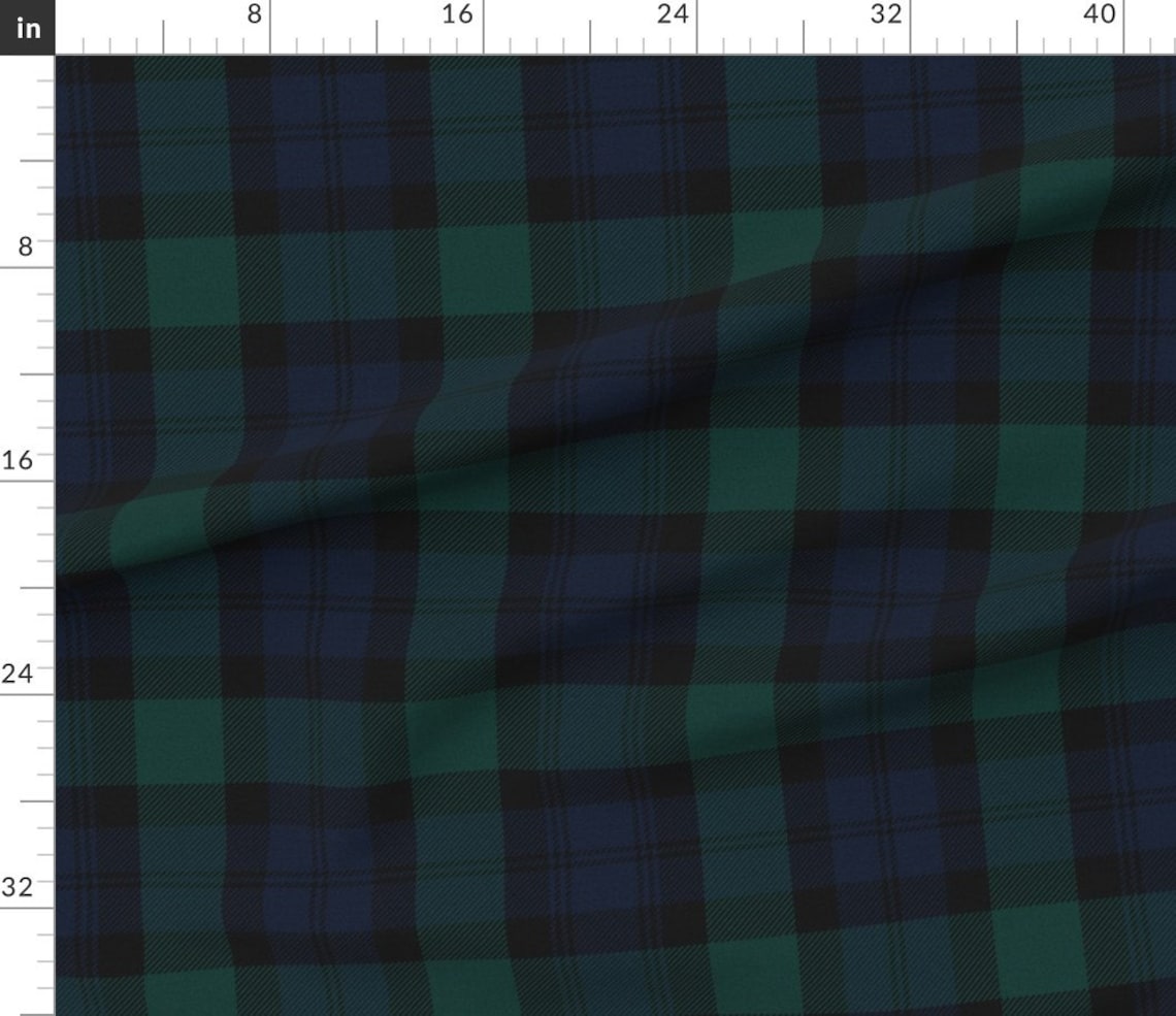 Green Blue Tartan Fabric Blackwatch Tartan by - Etsy