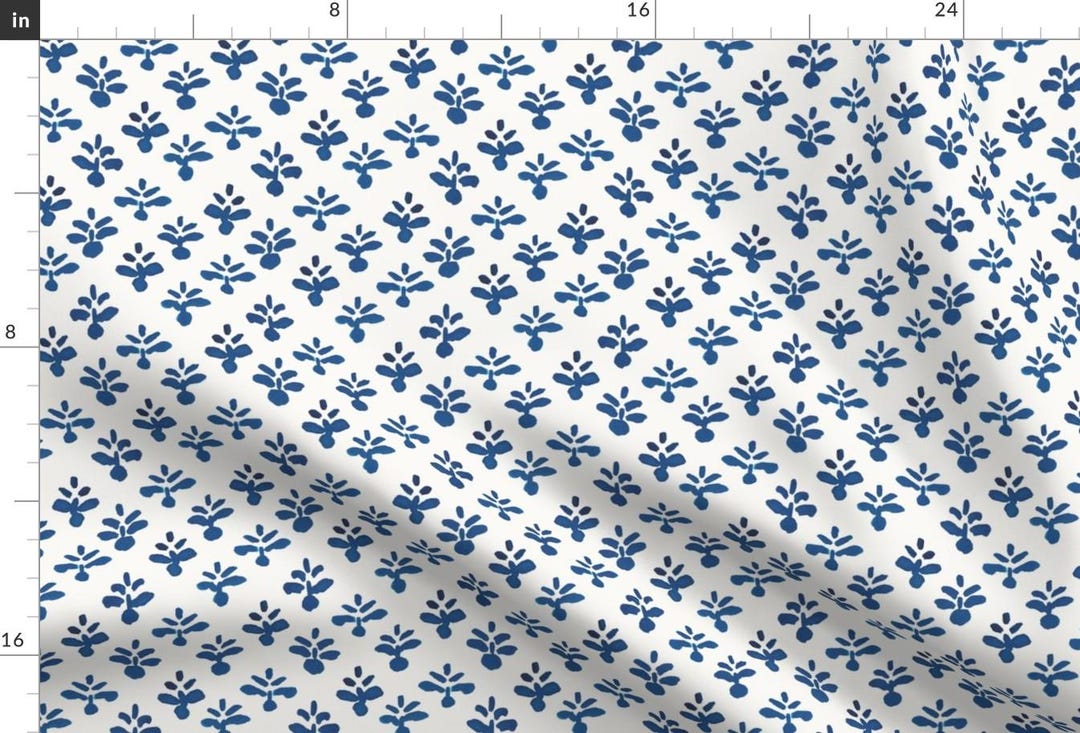 Preppy Leaves Fabric Leaves Blue on Ivory by Whitneyenglish Whimsical ...