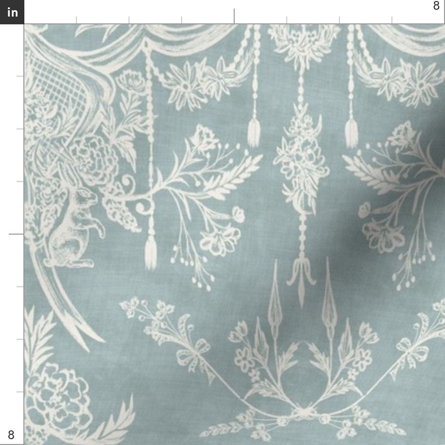 Rococo Toile Fabric Classic Rococo White and Blue by | Etsy