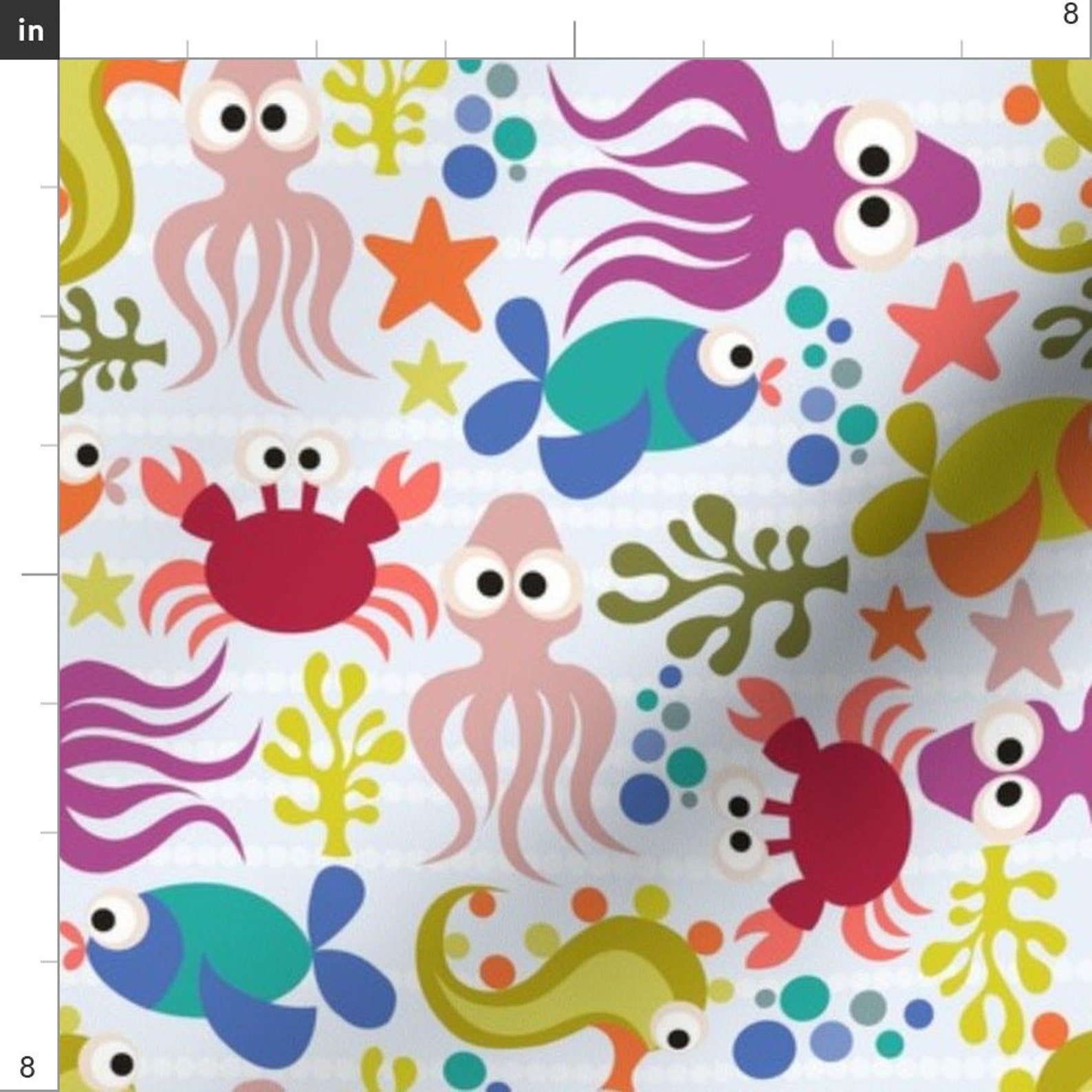 Kawaii Sea Creature Fabric Under the Sea by Valentinaharper | Etsy