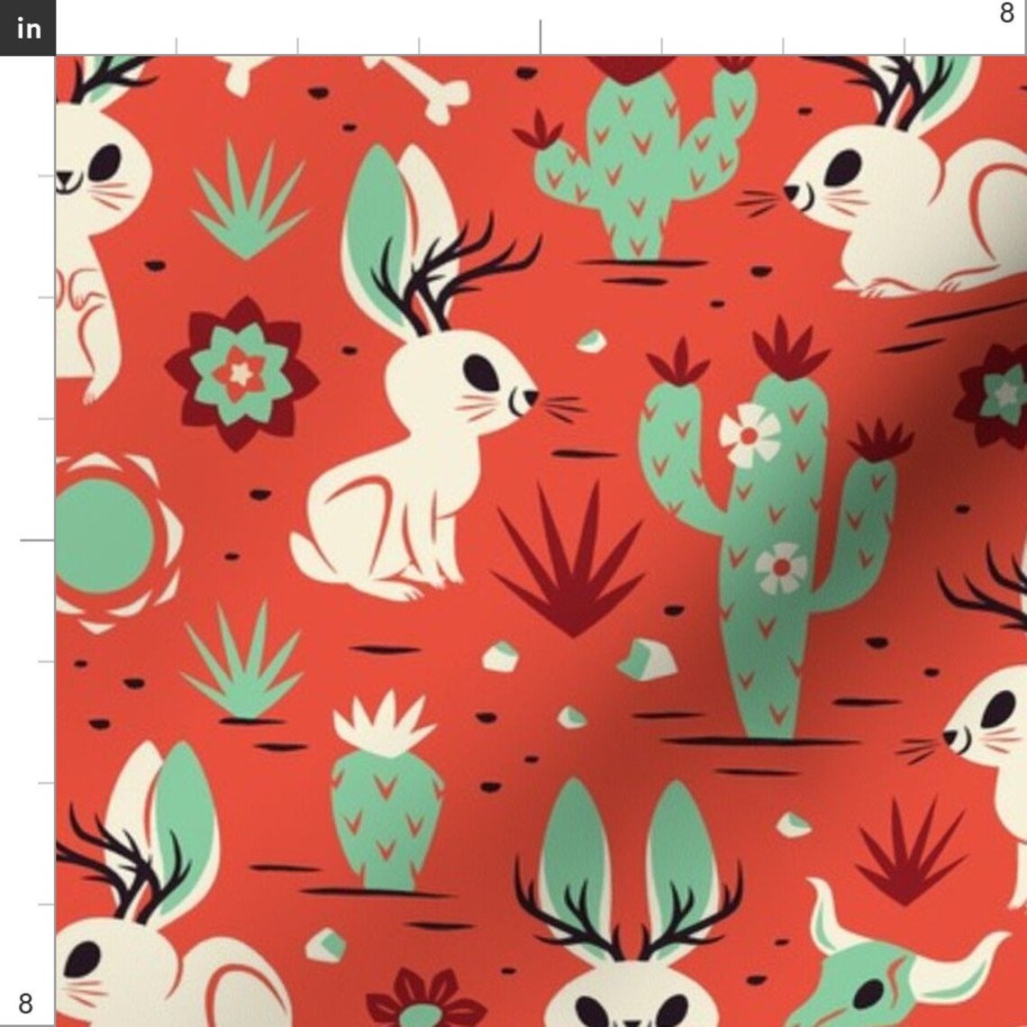 Jackalope Fabric Cryptid Cuties by Therewillbecute Green - Etsy