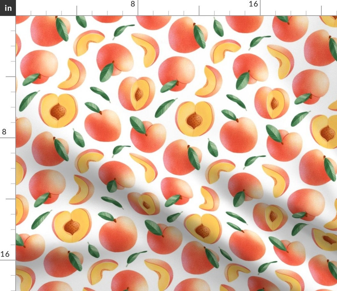 Food Orange Peaches Fabric Peaches Seamless Pattern by | Etsy