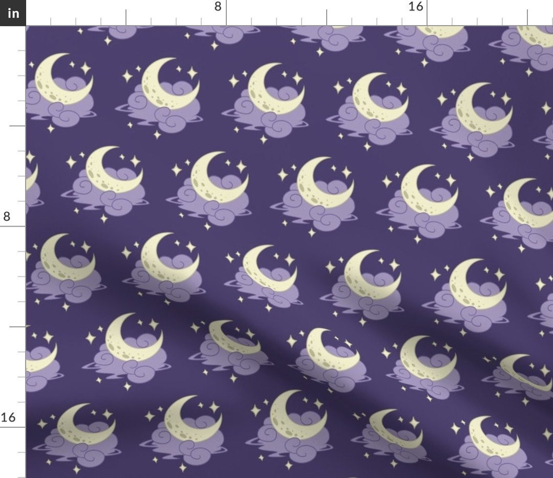 Purple Moon Fabric Purple Celestial by Rlfedun Purple Moon - Etsy