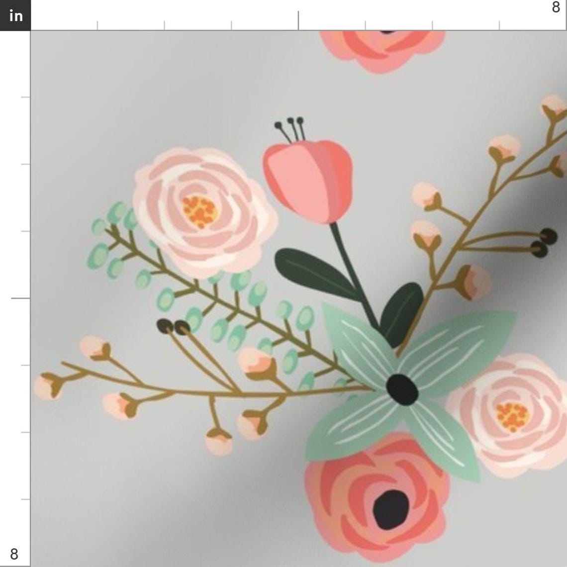 Modern Gray Flower Fabric - Summer Floral Grey - Grey Floral - Flowers ...