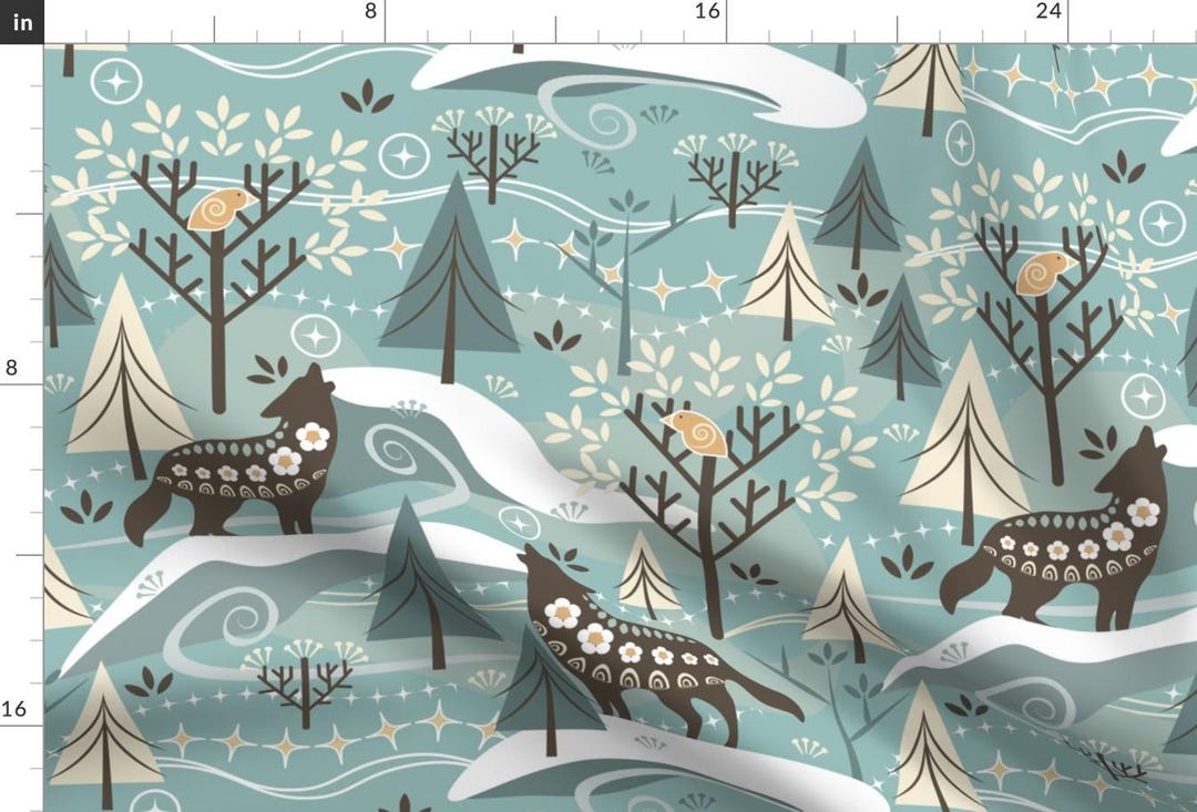 Scandi Wolves Fabric - Grey Wolves--song of Life by Wolflingblue - Gray ...