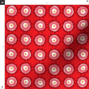 Retro Red Floral Fabric Retro Flowers by Laurawrightstudio Geometric ...