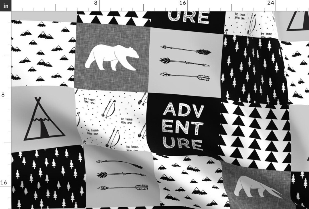 Wholecloth Adventure Fabric -adventure Wholecloth Quilt Top (6" Squares ...