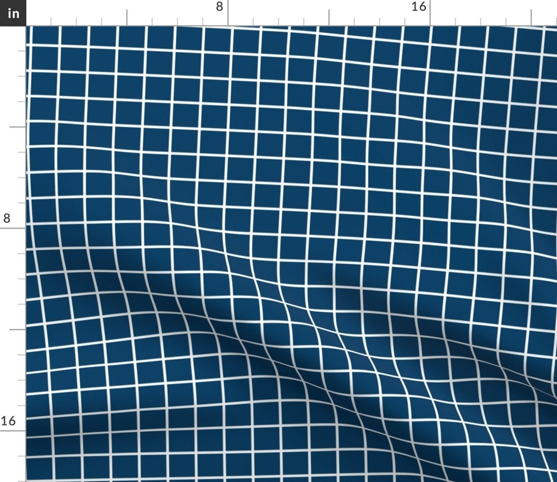 Grid Fabric Navy Blue Windowpane Grid 1 Reversed - Etsy