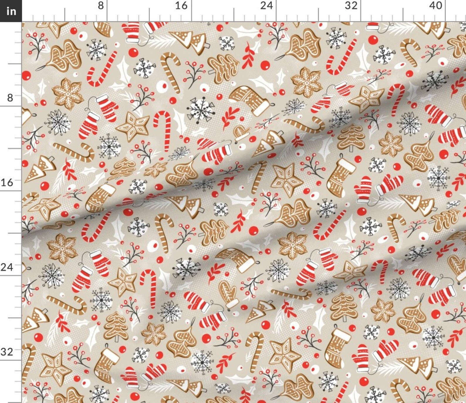 Gingerbread Fabric Gingerbread Dreams Tan by Heatherdutton | Etsy