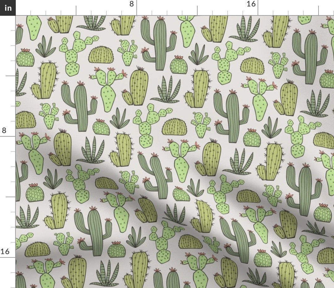 Cactus Fabric Cacti Cactus in Green by Caja Design Cactus - Etsy
