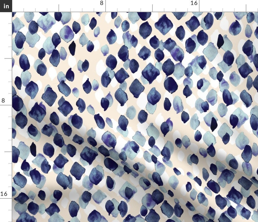 Abstract Indigo Blue Fabric Indigo Rain by Crystal Walen - Etsy