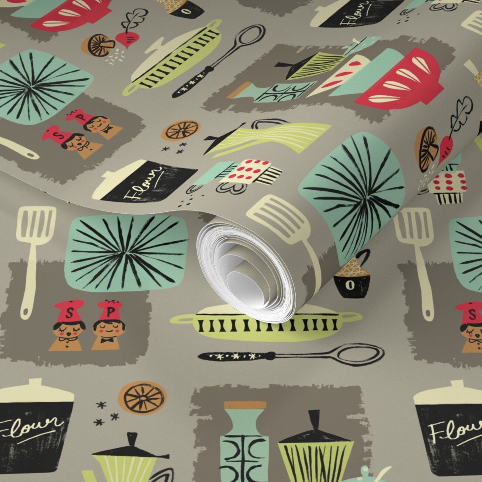 Mid Century Wallpaper Kitchenette by Neryl Kitchen Retro - Etsy