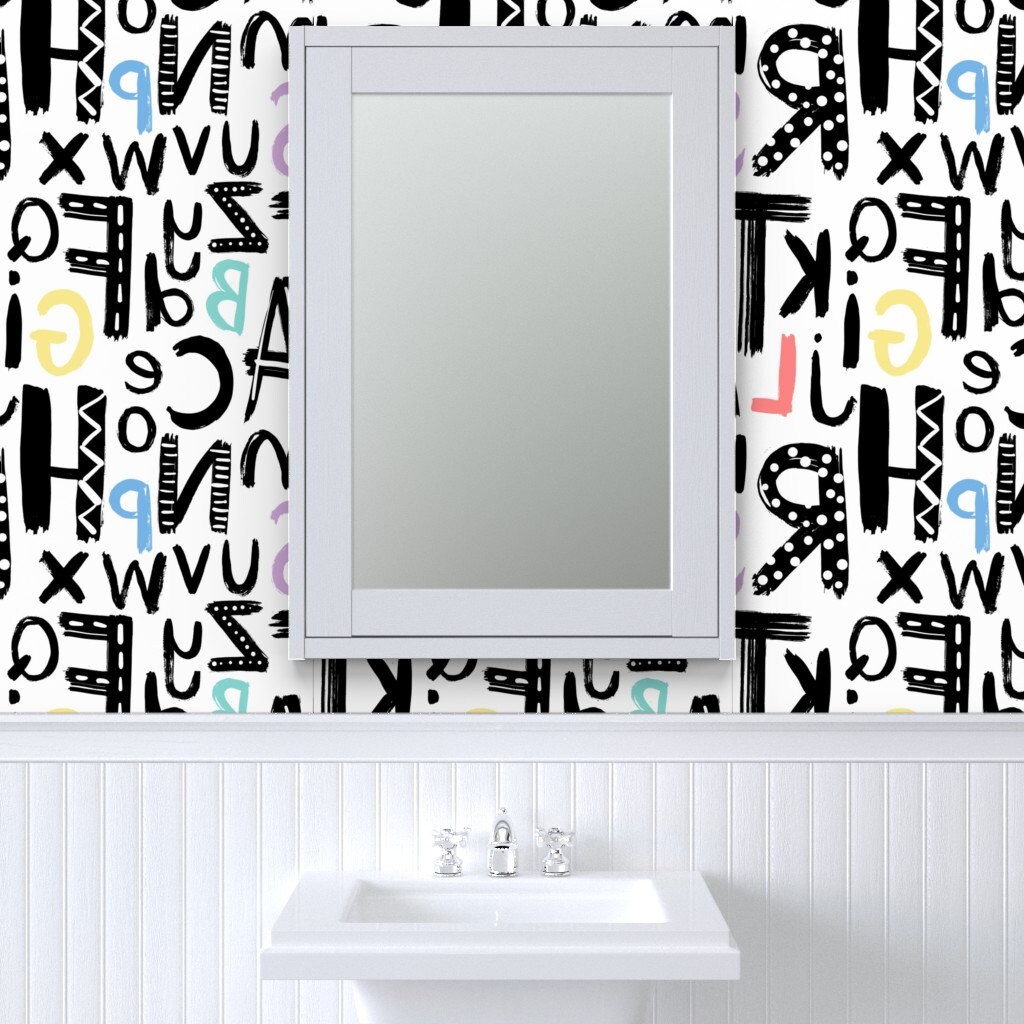 Alphabet Wallpaper Nursery Lettering By Laura May Designs | Etsy