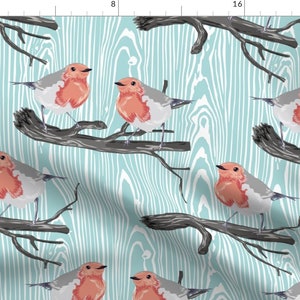 Robin Fabric Little Robins by Abbieuproot Birds Robin - Etsy