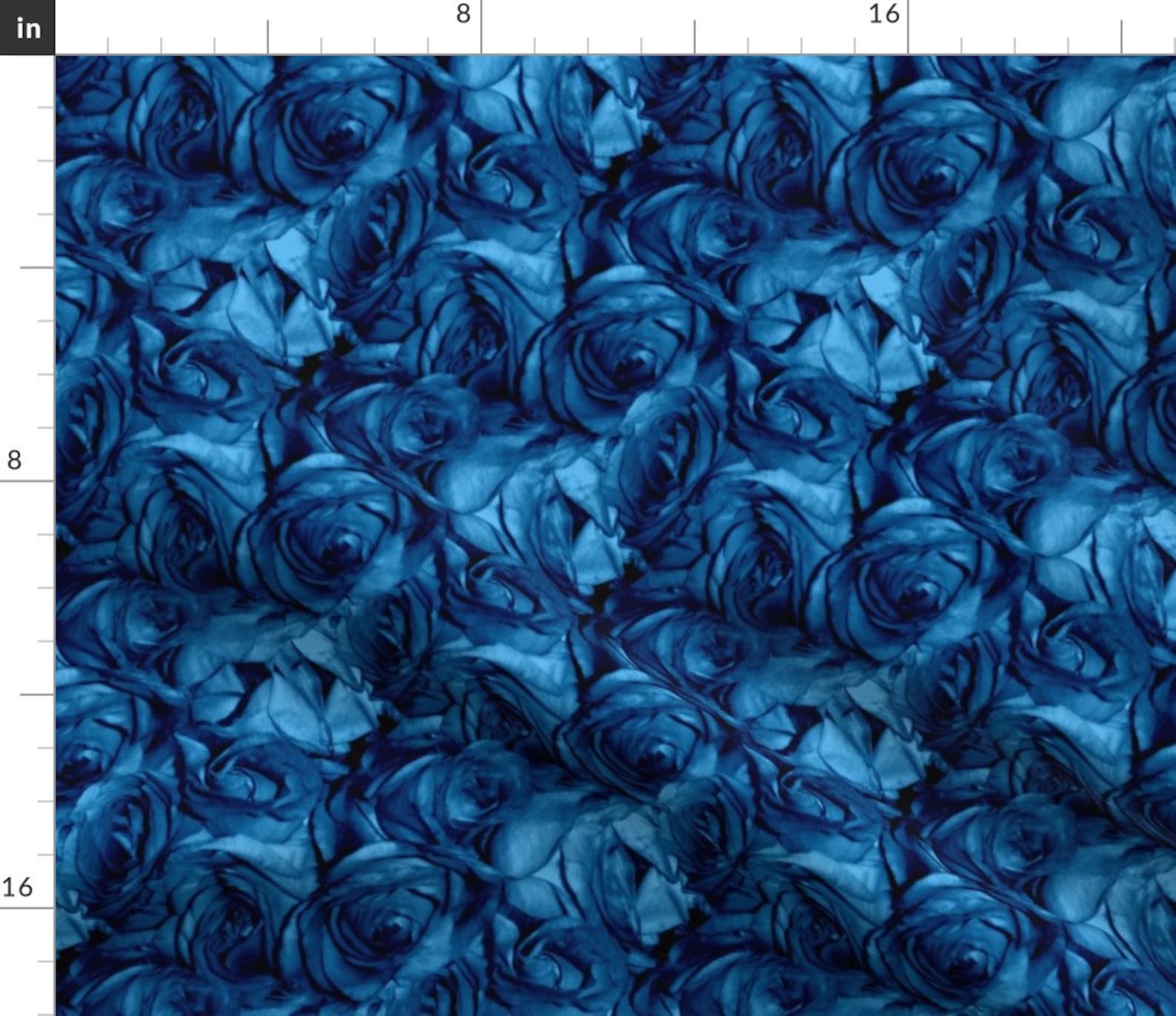 Roses Can Sing the Blues Fabric Indigo Rose Floral Photo - Etsy