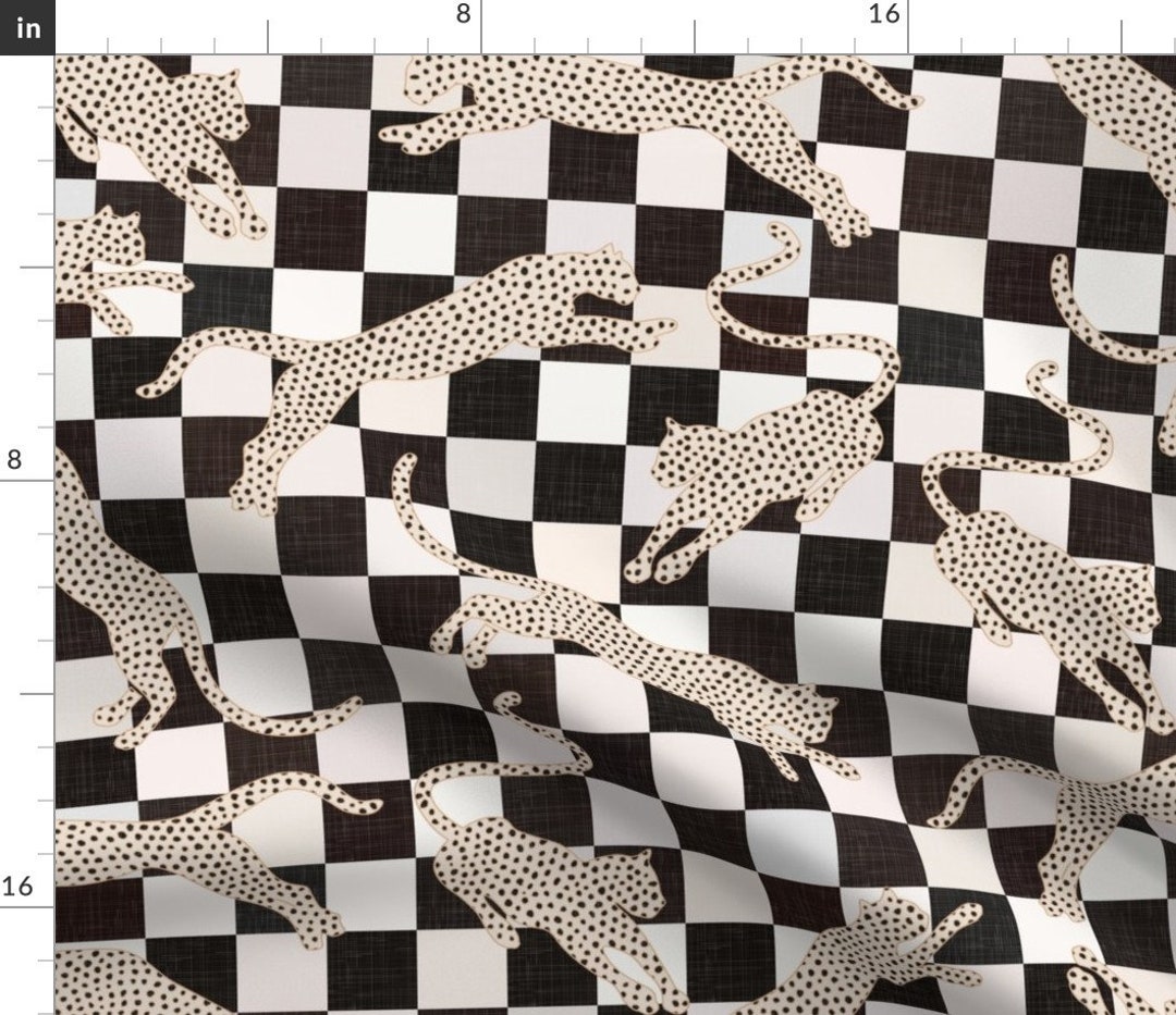 Big Cat Checkerboard Fabric Pattern Clash Cats by Evamatise Cheetah ...