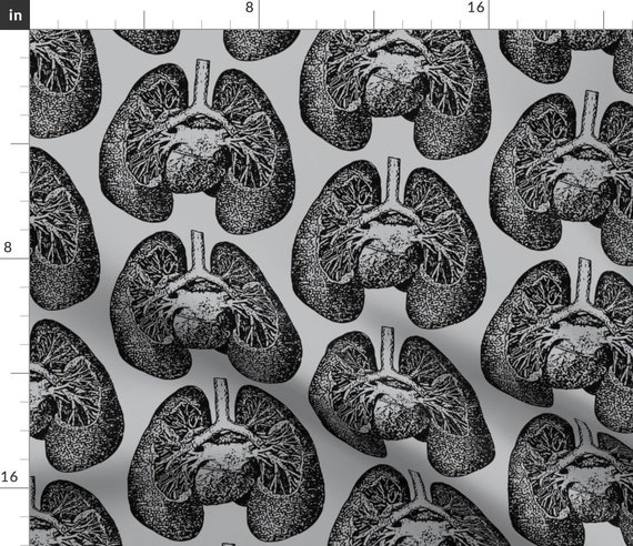 Anatomical Lungs Fabric Anatomical Lungs Black on Grey by - Etsy
