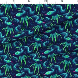 Tropical Snakes Fabric Mr Snake in the Rainforest Green by Andreaalice ...