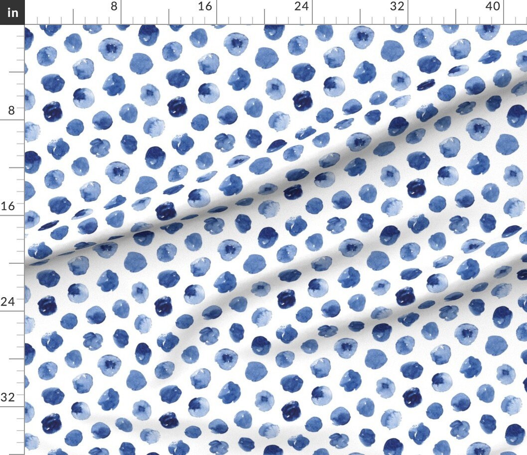 Indigo Ink Dots Fabric Indigo Love Polka Dot by Dinaramay - Etsy