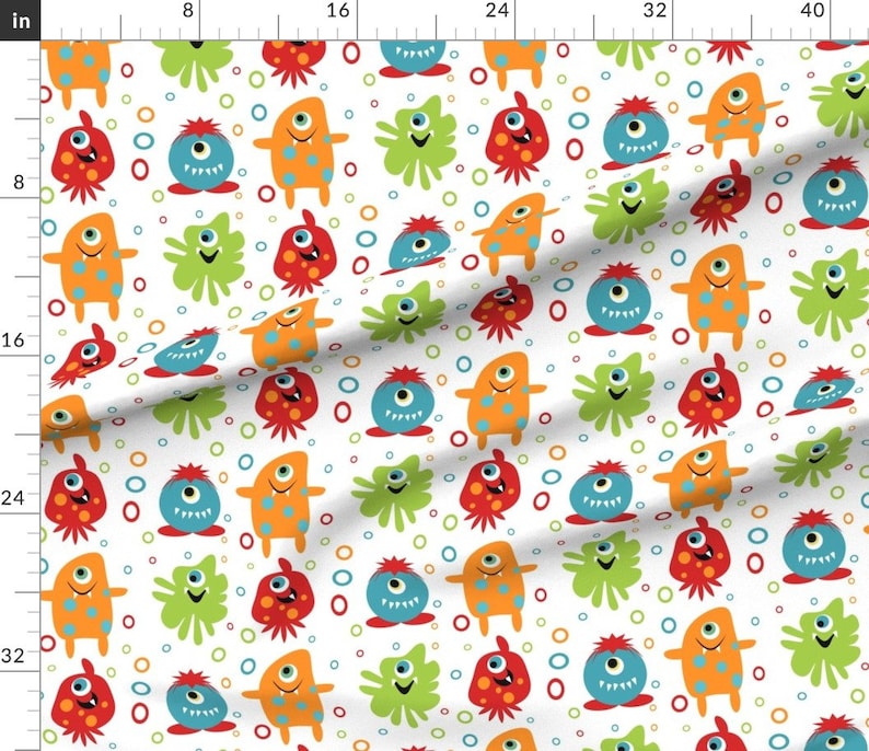 Monster Fabric Monster Fabric by Tracydb70 Cute Whimsical - Etsy
