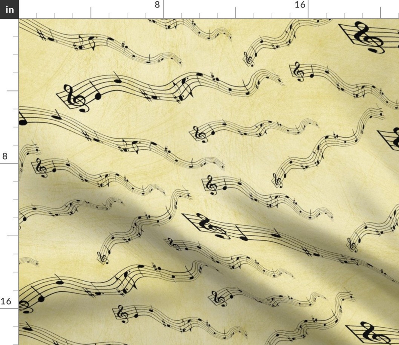 Music Fabric Musical Notes Yellow by Themadcraftduckie - Etsy